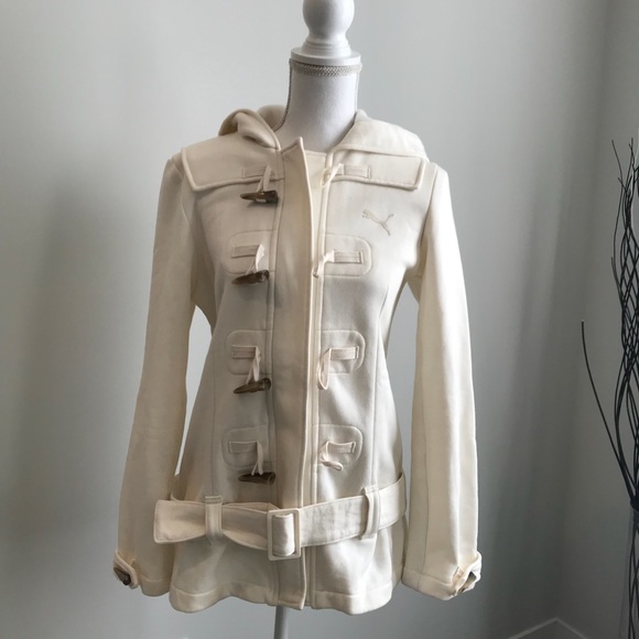 Puma | Jackets & Coats | Euc Puma Hooded Jacket Winter White | Poshmark